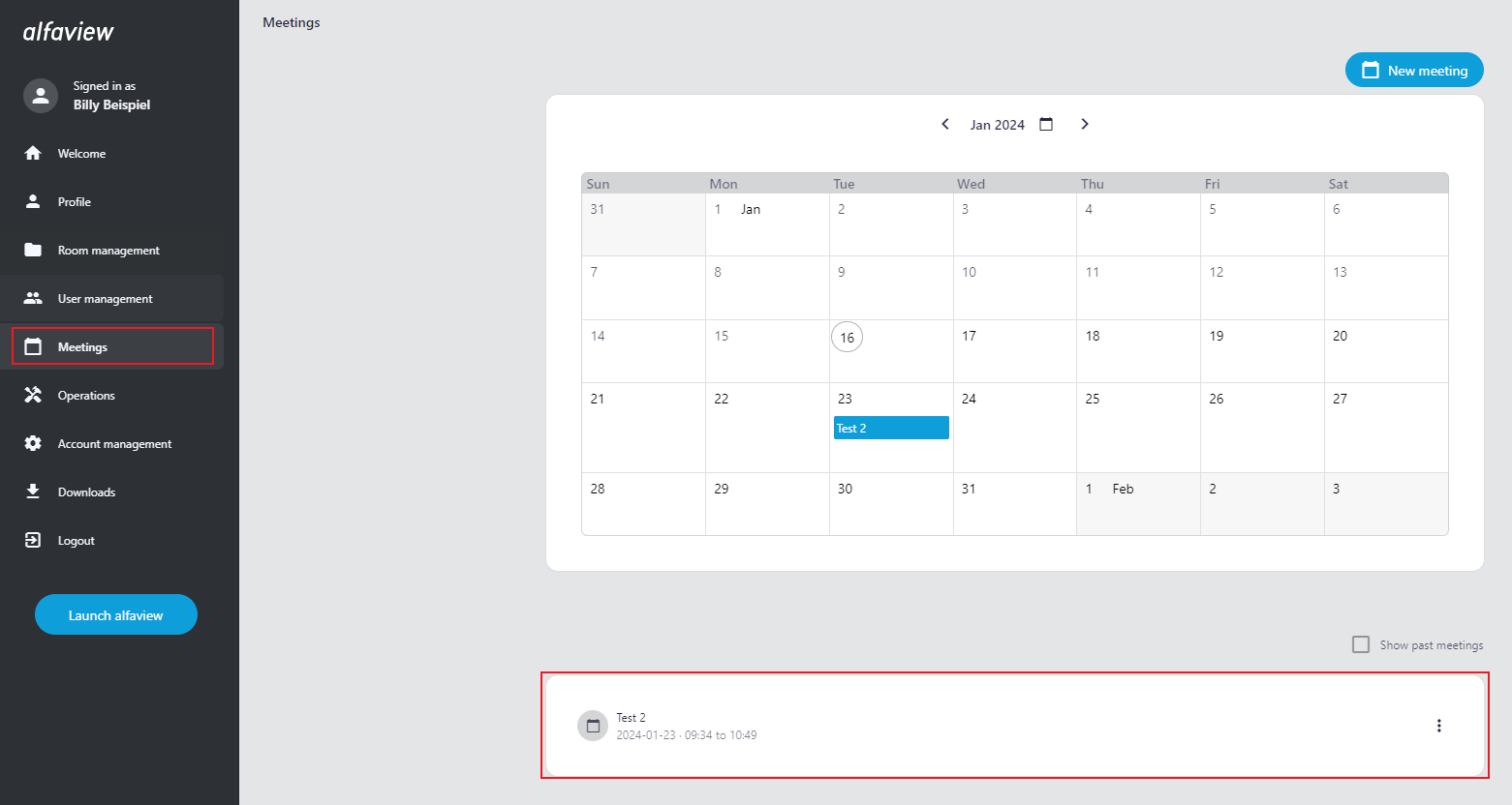 Edit meeting – alfaview