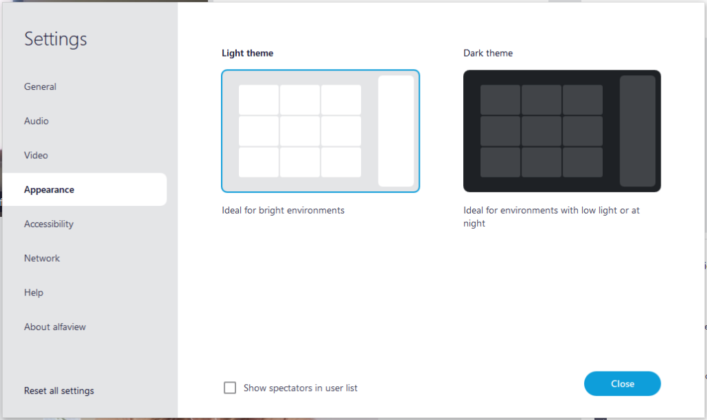 General settings – alfaview