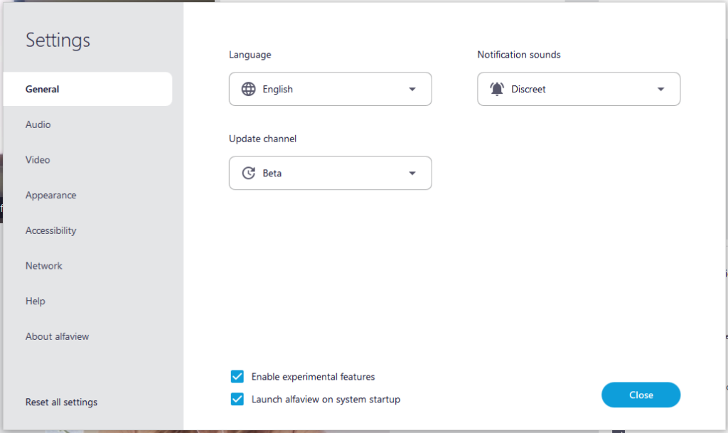 General settings – alfaview